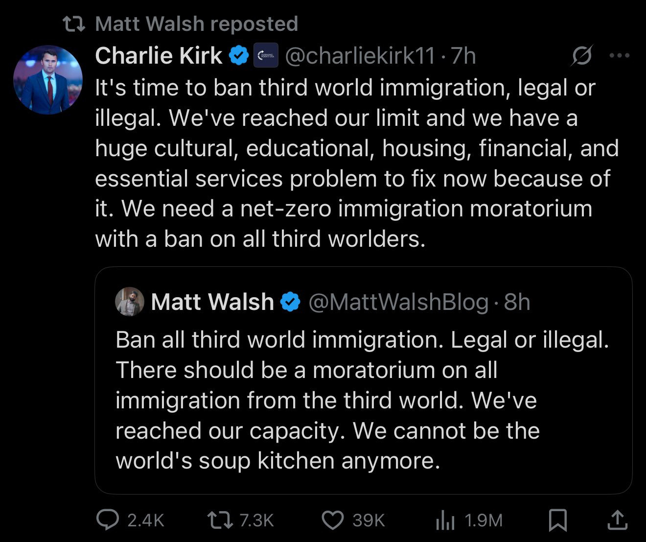Fact Check: Charlie Kirk @charliekirk11 It's time to ban third world ...